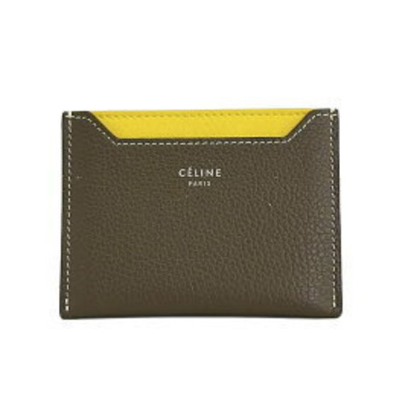 Celine | Bags | Celine Card Case Light Grey X Yellow Leather | Poshmark